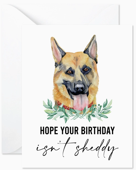 Watercolor Funny German Shepherd Birthday Card by Slate & Brush Design ...